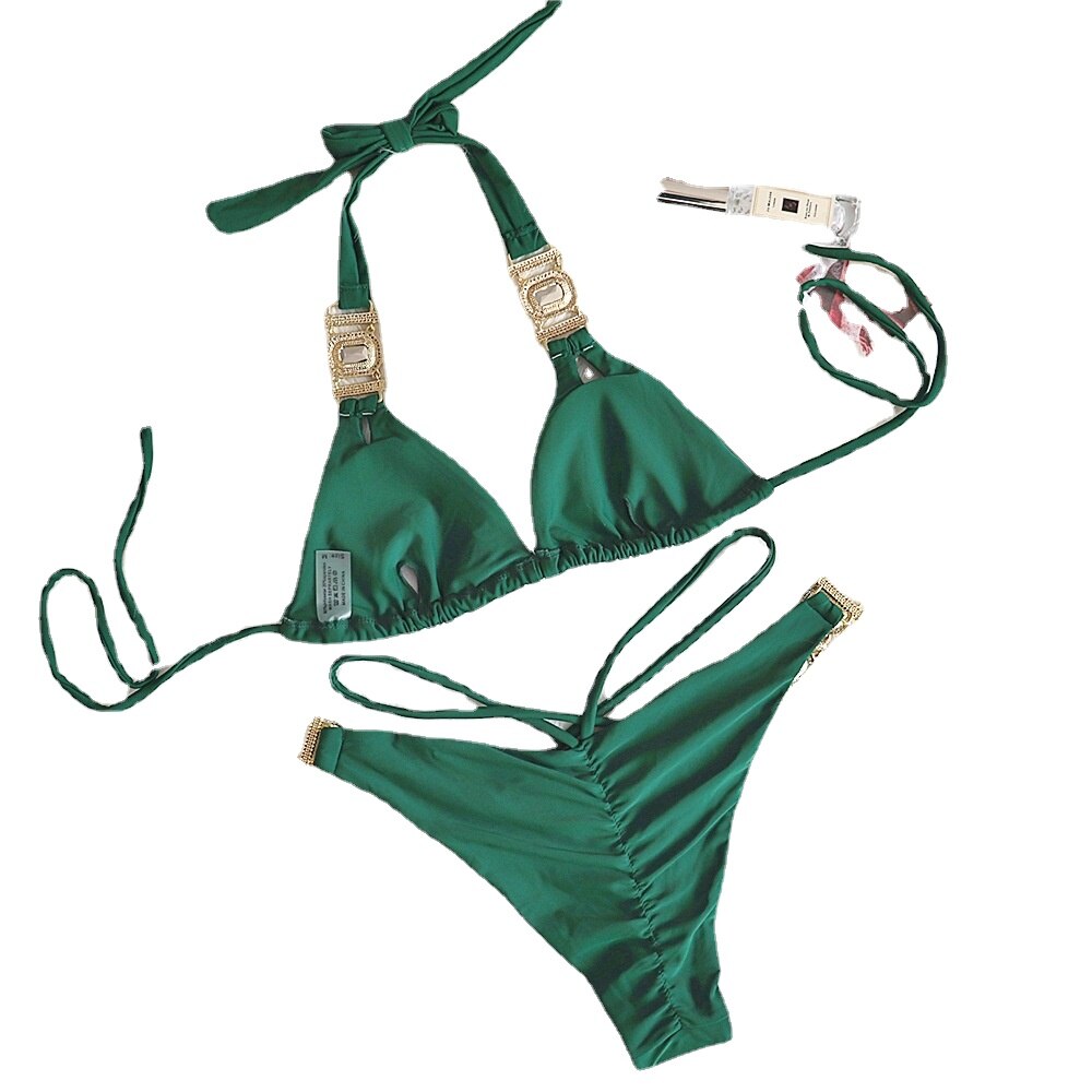 Jewelled Rhinestones Diamond Bikini Women Swimwear Female Swimsuit Two